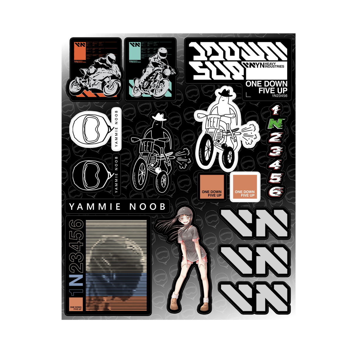 9x11 Yammie Noob Sticker Sheet – YN MOTO